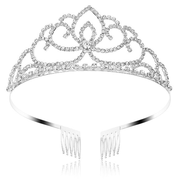 Accessories | Silver Tiara Crystal Crown With Combs Elegant Princess ...